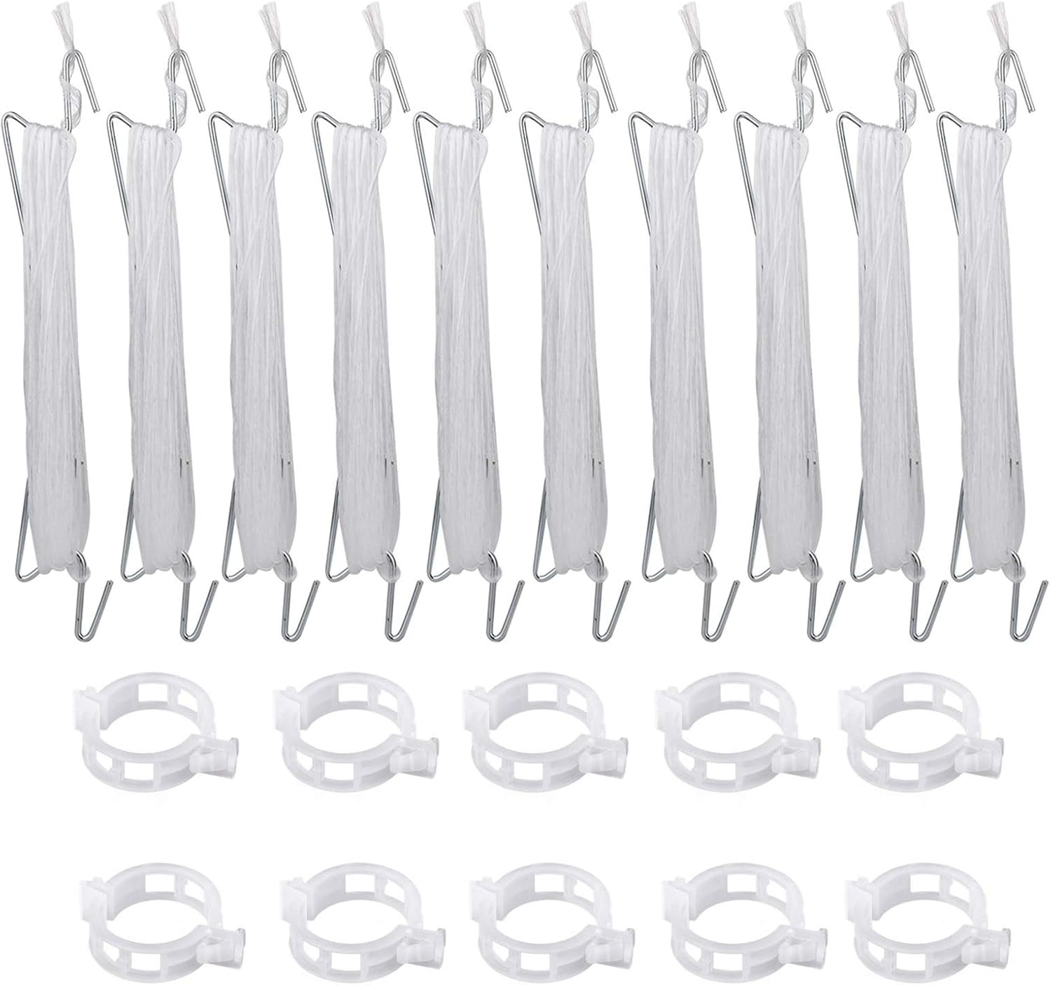 Pack of 10 Tomato Support Hooks with 10m Cord and 10 Tomato pegs ...