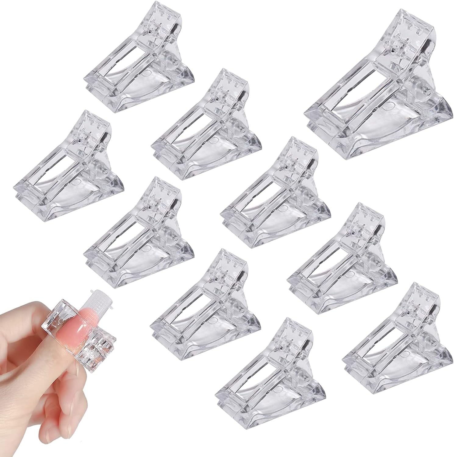 Pack of 10 Transparent Nail Clips, Polygel Nail Clips, Polygel Nail ...