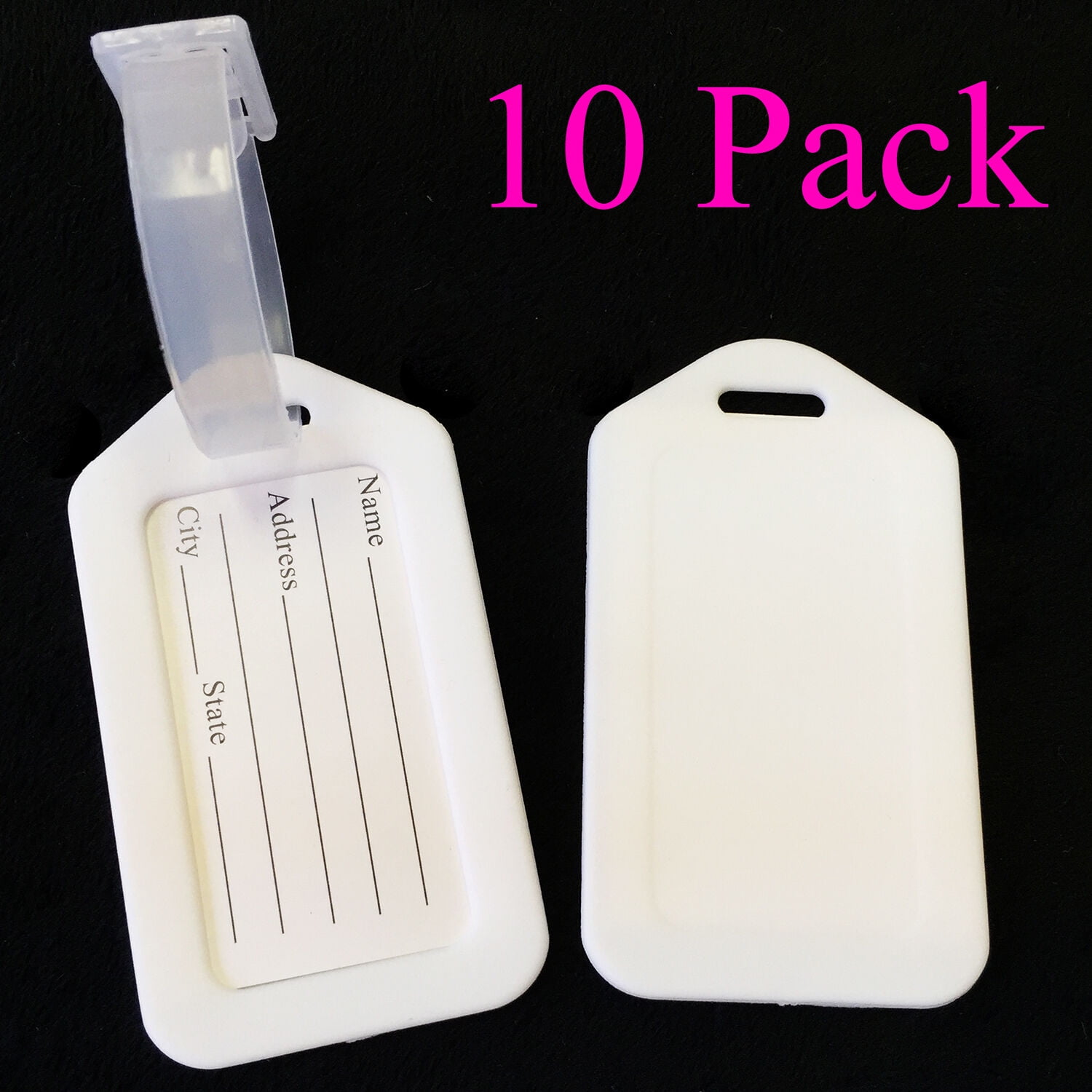 Walmart Pack of 10 Travel Luggage Tags, Plastic Suitcase Baggage Office ...
