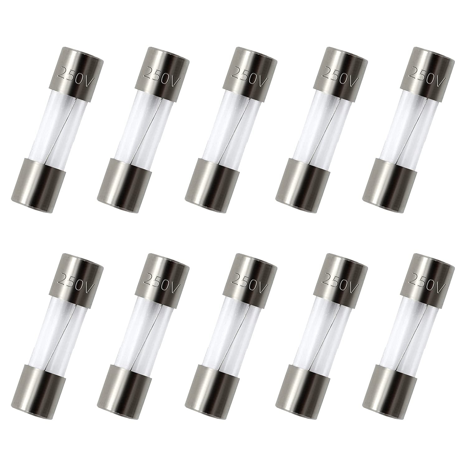 Pack of 10 pcs F2AL Fast-Blow Fuse 2A 250V Glass Fuses 0.2 x 0.79 inch ...