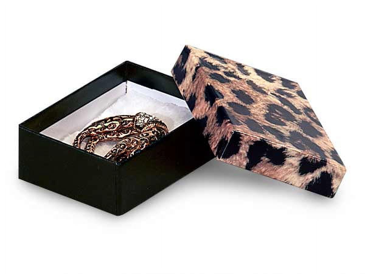 Pack of 100, 3 x 2.25 x 1" Leopard Jewelry Boxes w/Non-Tarnish Cotton ...
