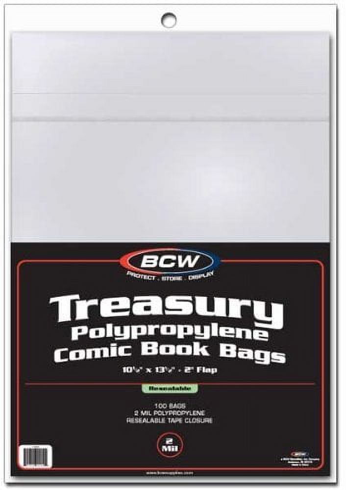 Pack of 100 BCW Resealable Treasury Comic Book Poly Bags - Walmart.com