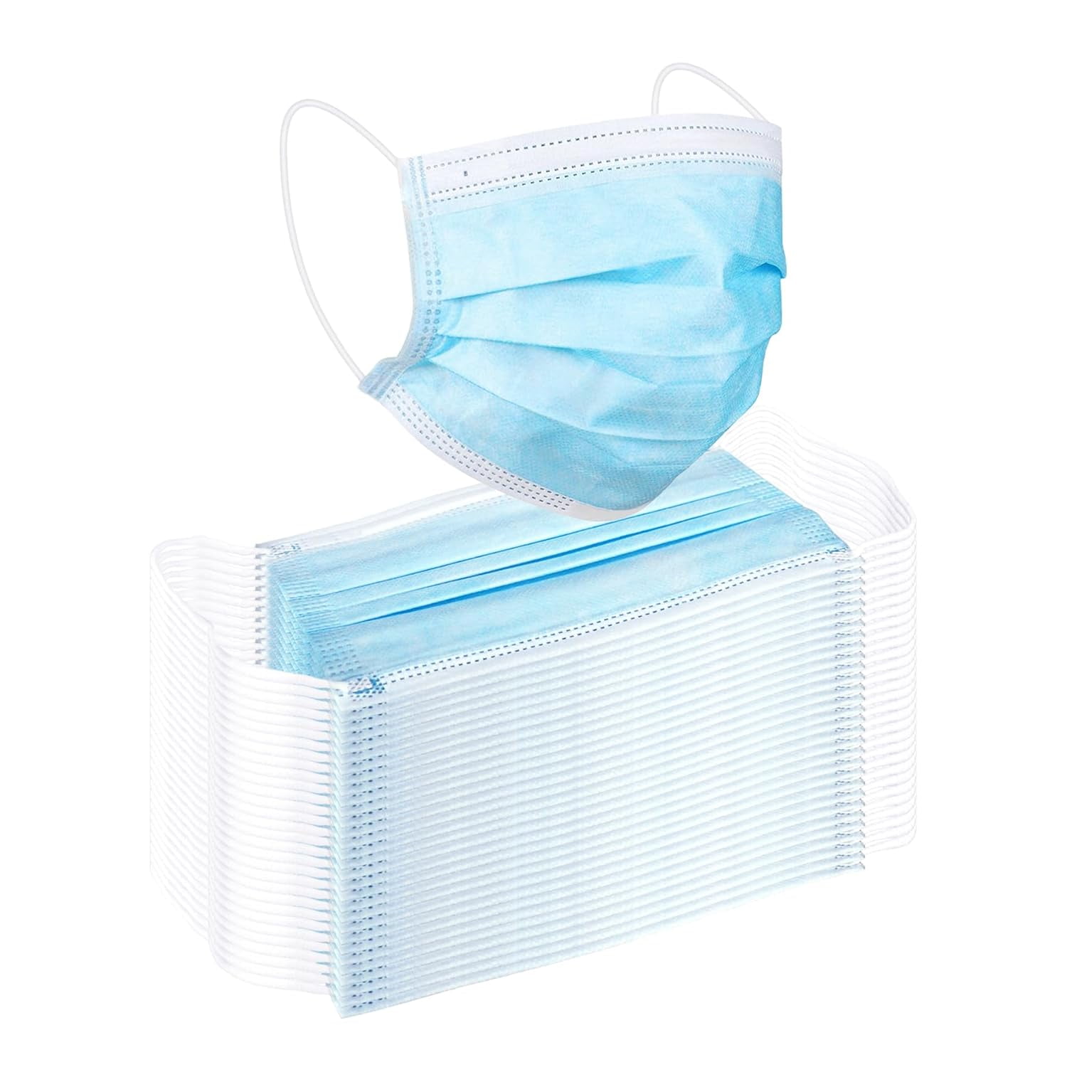 Pack of 100 Blue Disposable Face Masks – Medical-Grade, Comfortable ...