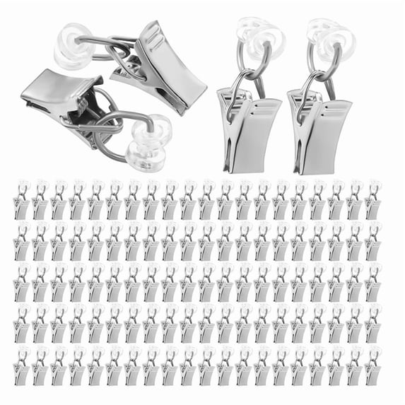 Pack of 100 Curtain Clips,Curtain Clips, Rolls with Plastic Rollers and ...