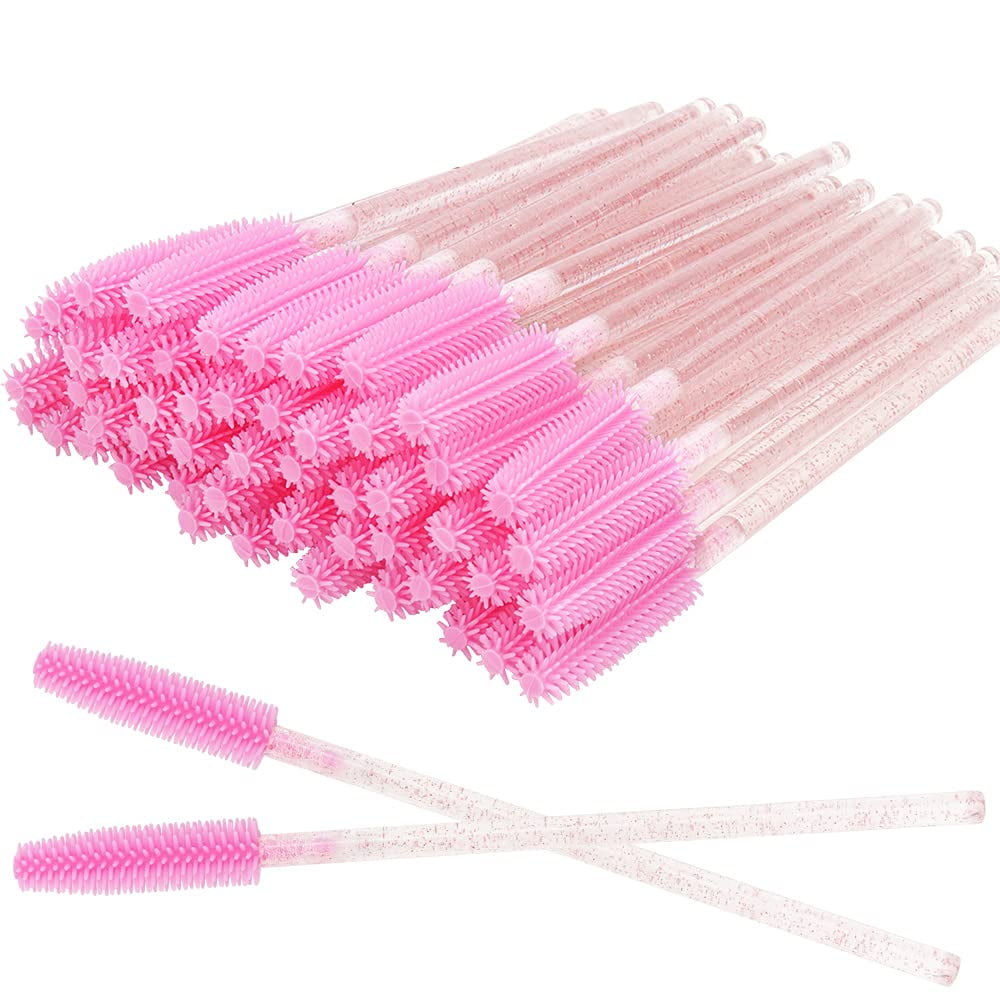 Pack of 100 Disposable Silicone Eyelash Extension Spoolie Brush Mascara ...