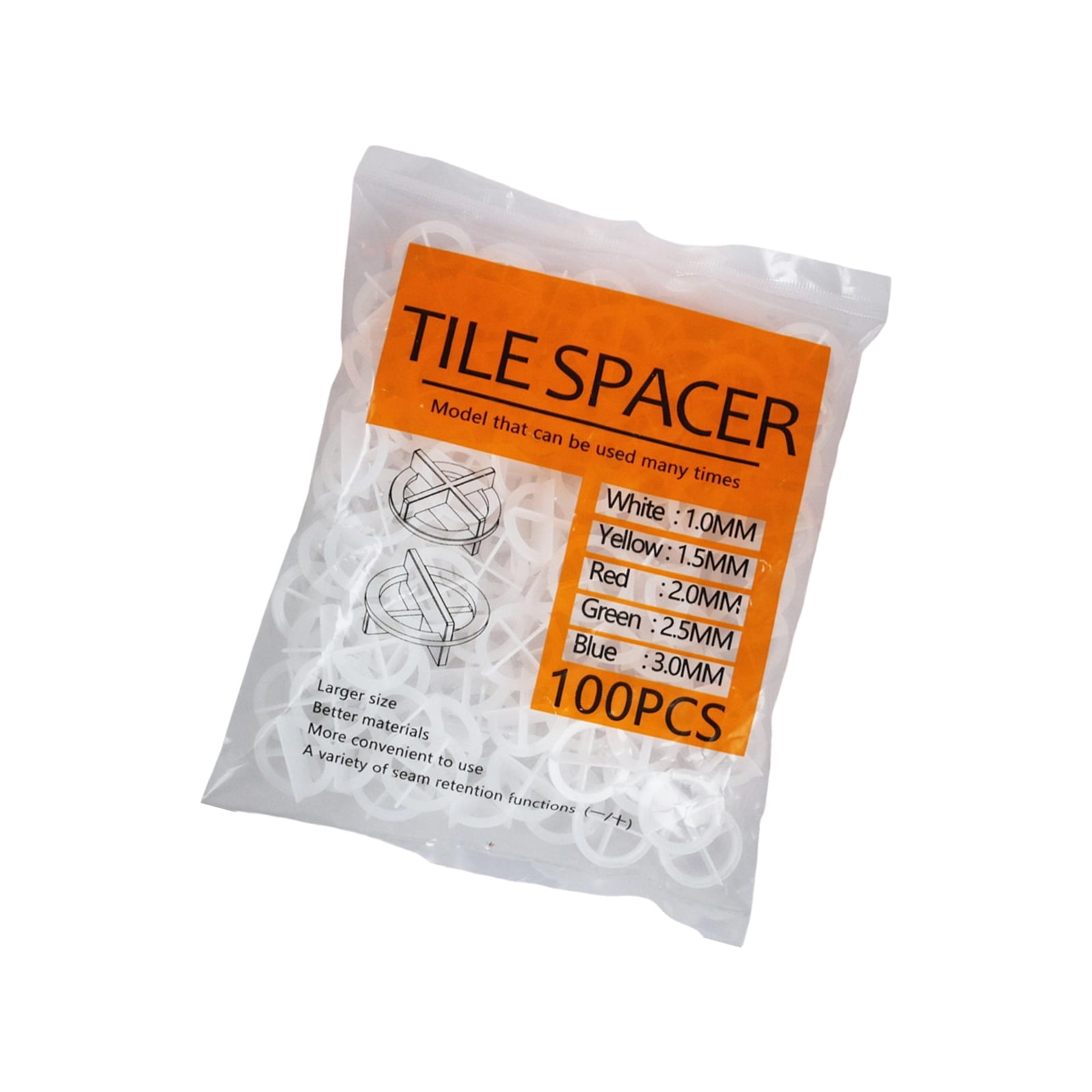 Pack of 100 Economical Reusable Plastic Tiles Spacers in Assorted Sizes ...