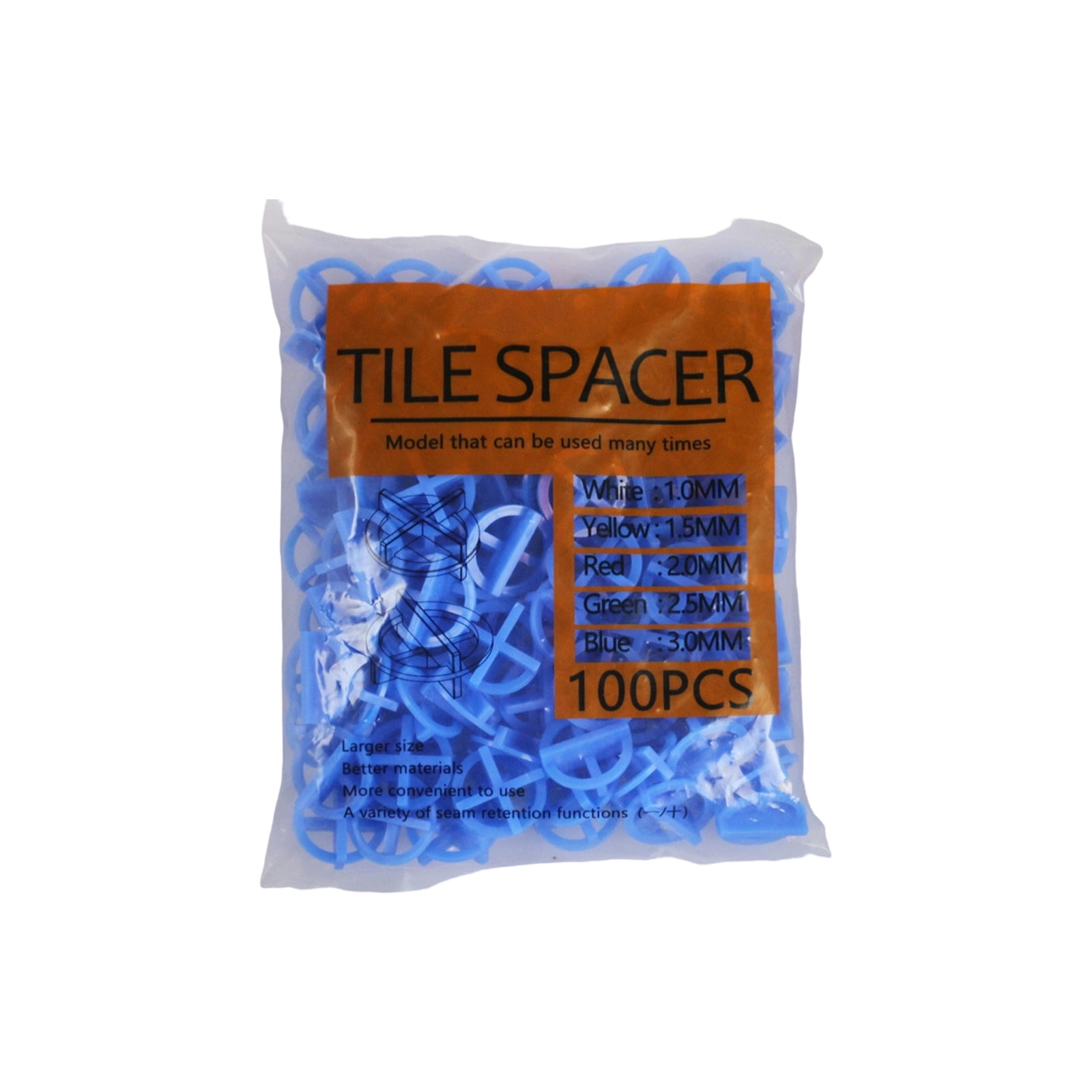 Pack of 100 Economical Reusable Plastic Tiles Spacers in Assorted Sizes ...