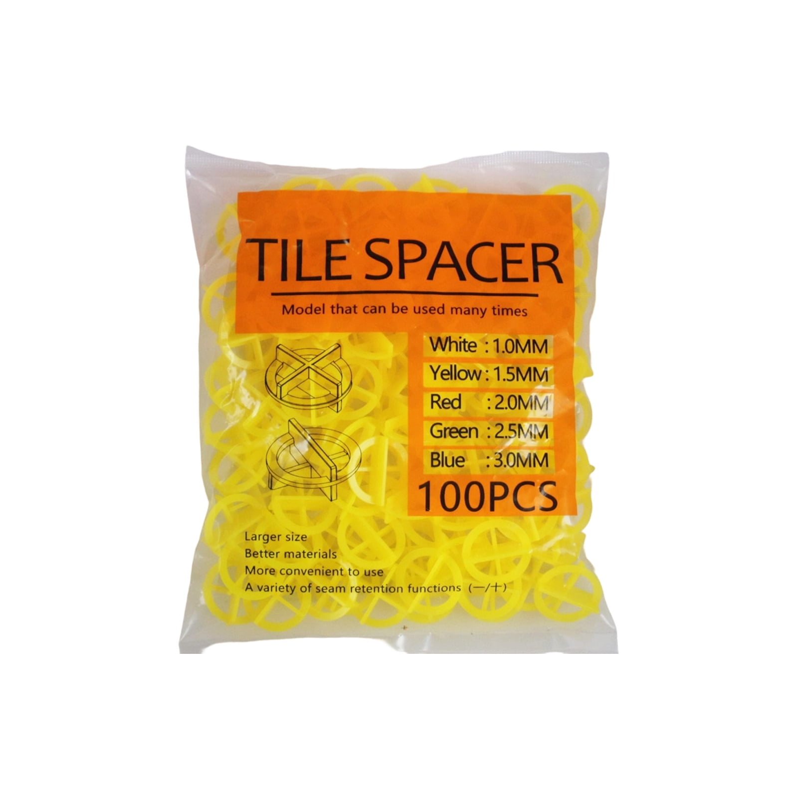 Pack of 100 Economical Reusable Plastic Tiles Spacers in Assorted Sizes ...