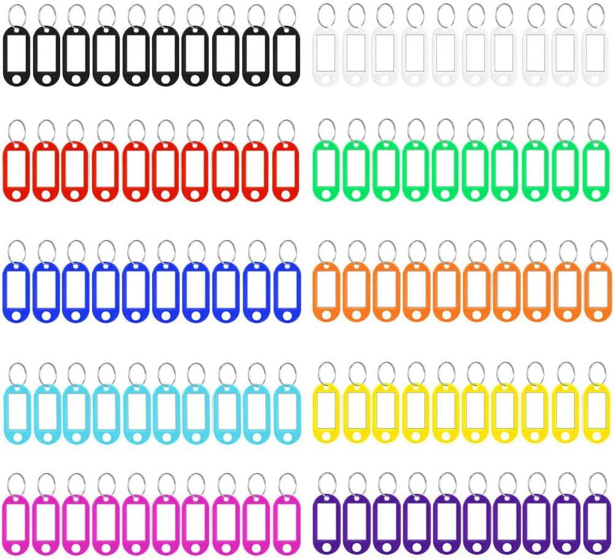 Pack of 100 Key Fobs - 10 Colours, Plastic Key Rings, Writeable Key ...