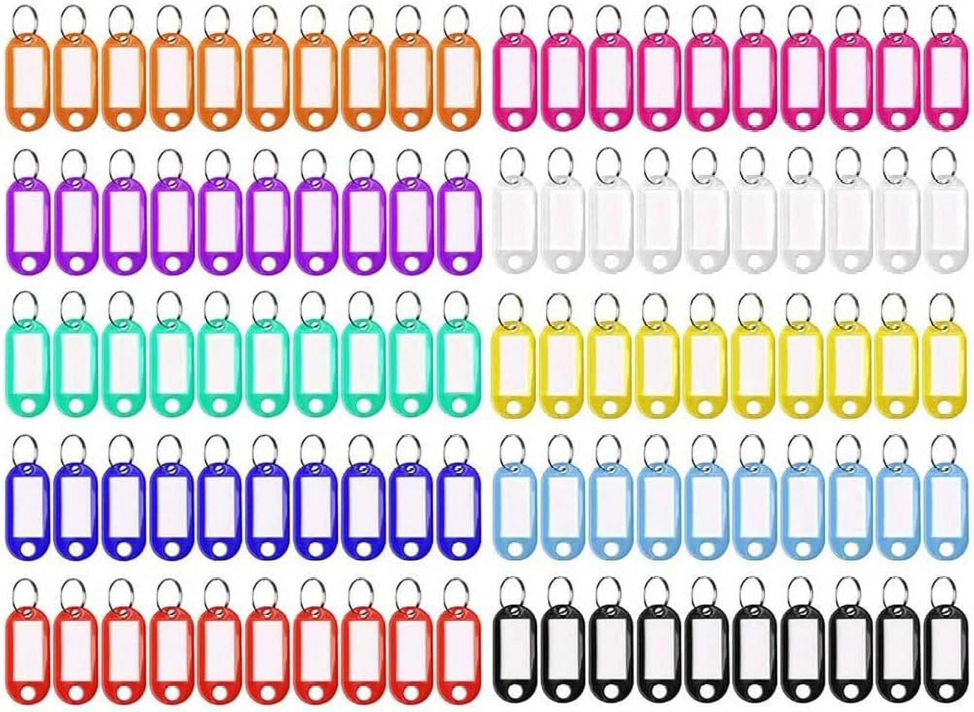 Pack of 100 Key Tags for Labelling, Robust Plastic Key Labels with Ring ...