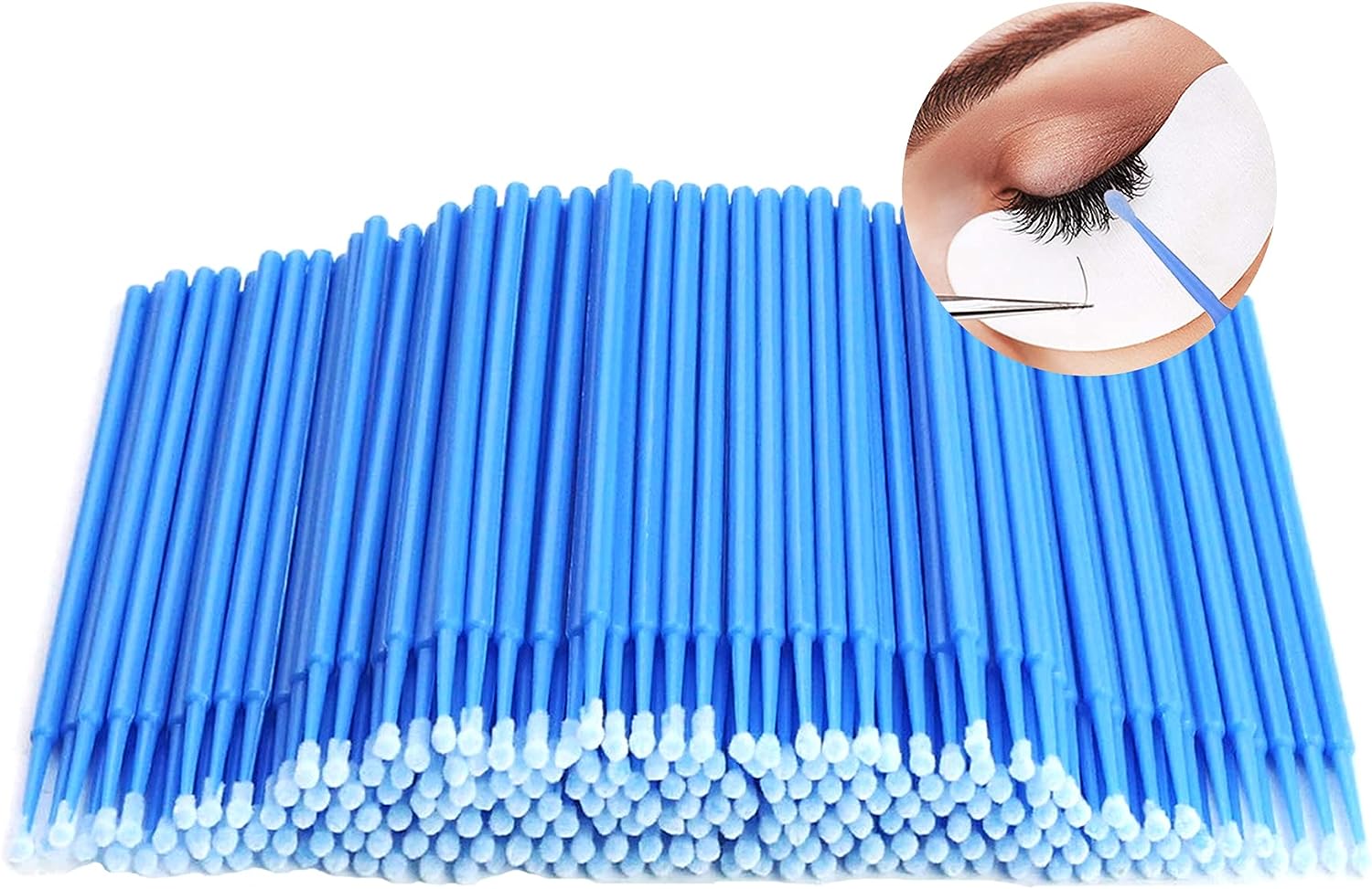 Pack of 100 Micro Eyelash Brushes, Disposable Micro Brushes for Eyelash ...
