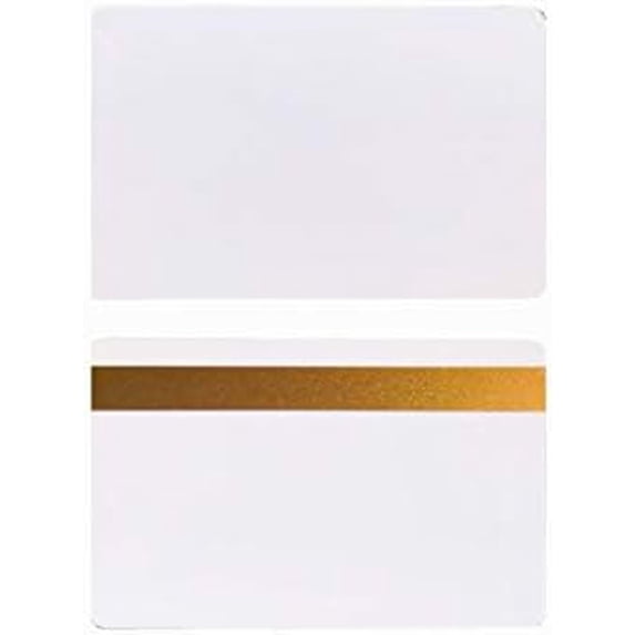 Pack of 100 Premium Graphic Quality White PVC w/Gold HiCo 2 Track Cards ...