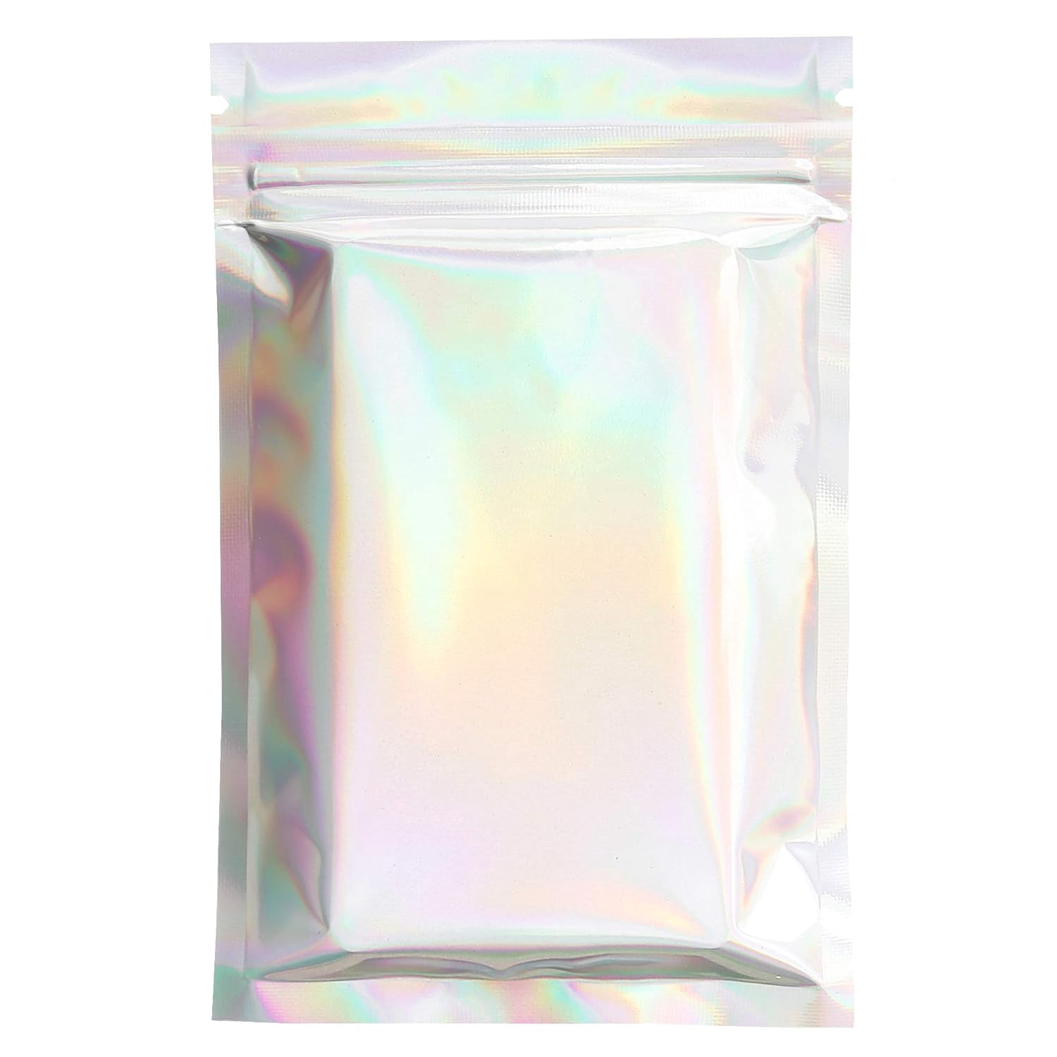 Pack of 100 Rainbow Holographic Double-Sided Zipper Bags for Cosmetics ...