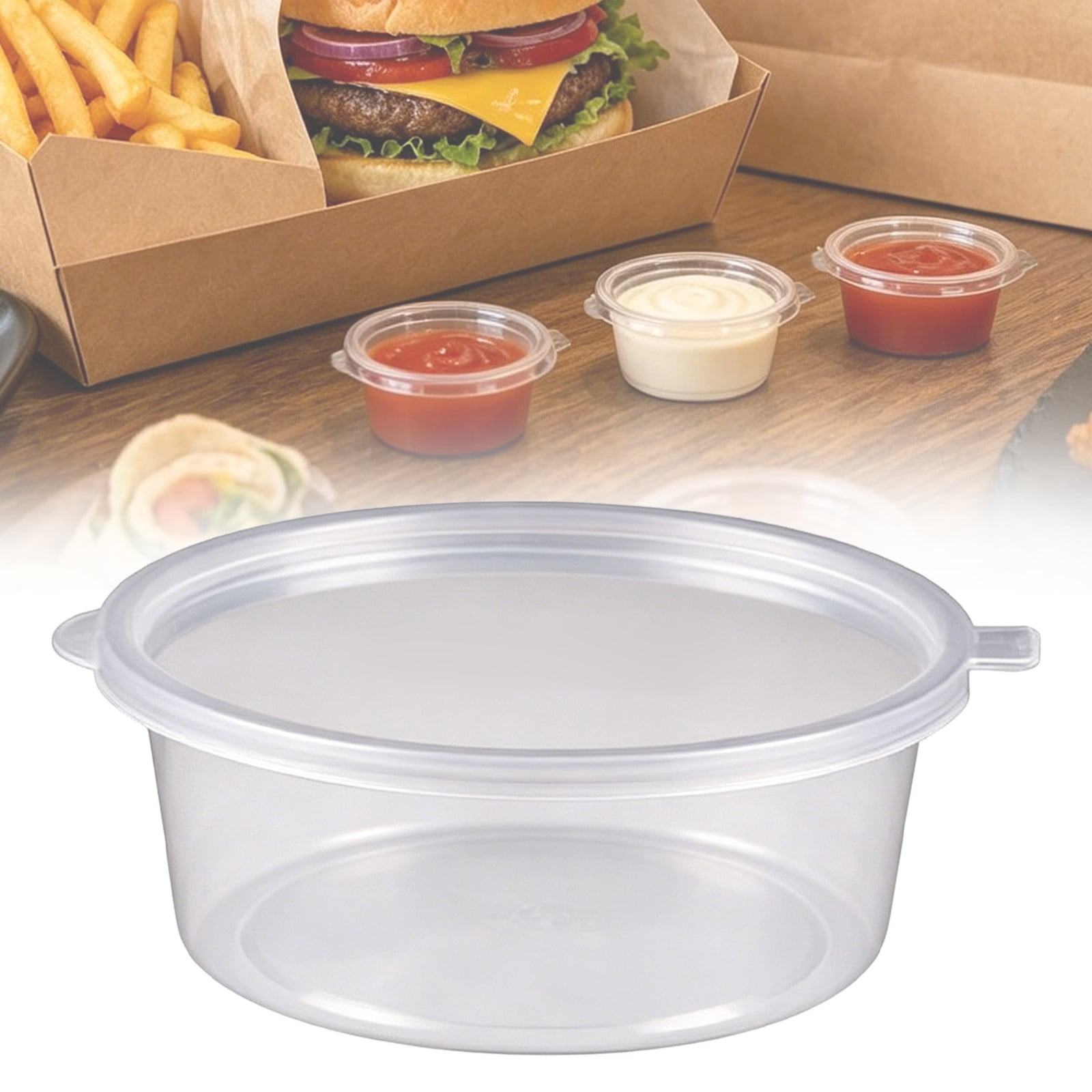 Pack of 100 Transparent Plastic Seasoning Jars - Hinged Lid Takeout ...