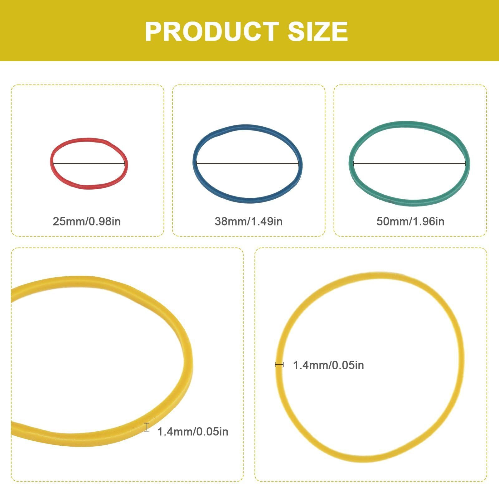 Pack of 1000 Colourful Rubber Bands 25/38/50 mm Rubber Rings Elastic ...