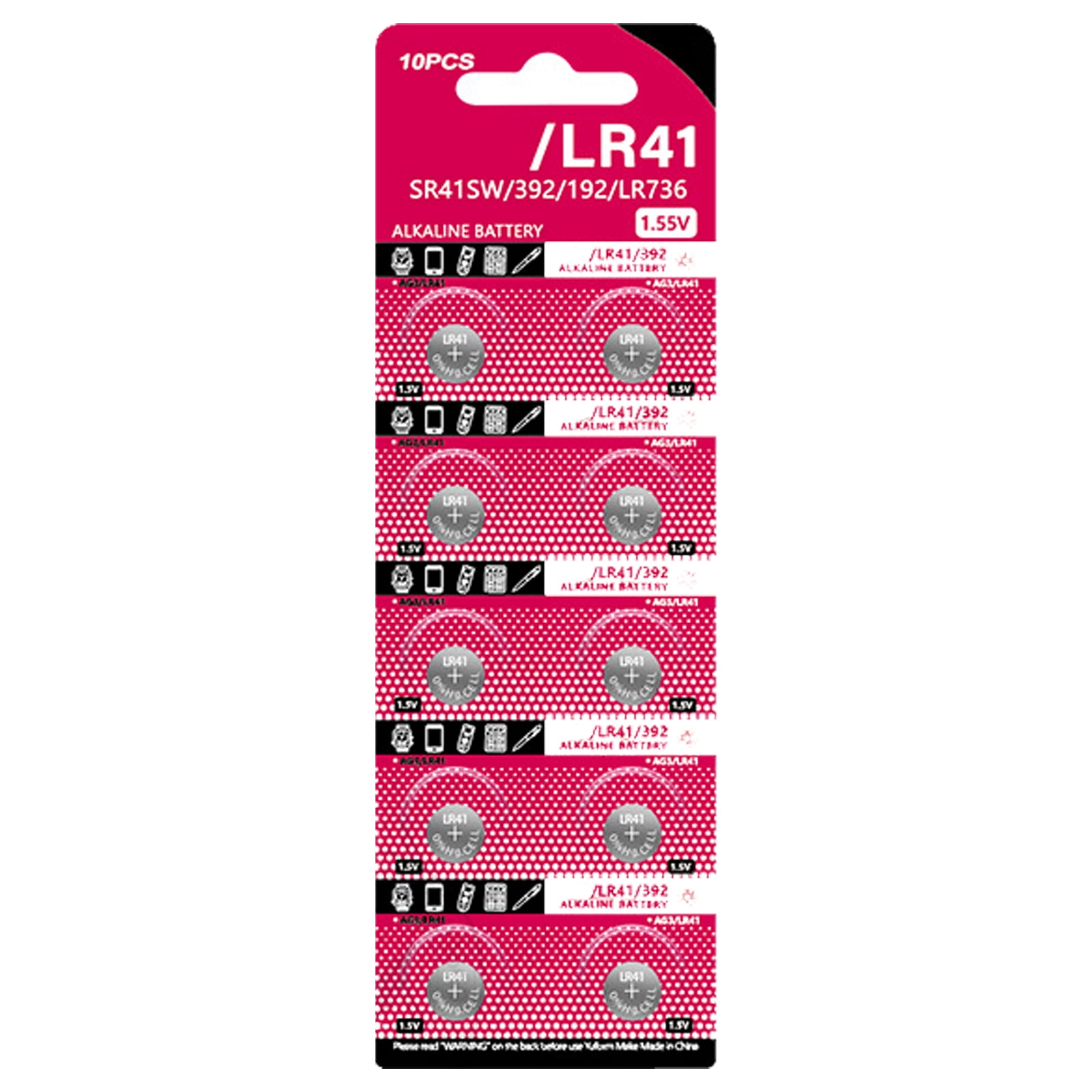 Pack of 10pcs/sheet LR41 Alkaline Button Batteries 1.5V Coin Cell for ...