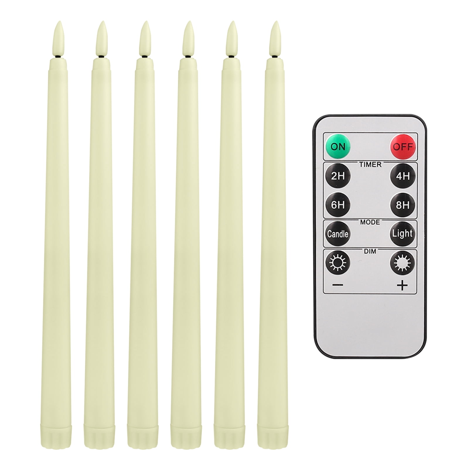 Pack of 12/24Pc LED Flameless Flickering Taper Candles with Remote ...