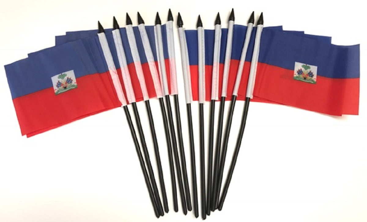 Pack of 12 Haiti Mini Flags – 4"x6" Polyester Desk & Hand Waving Set ...