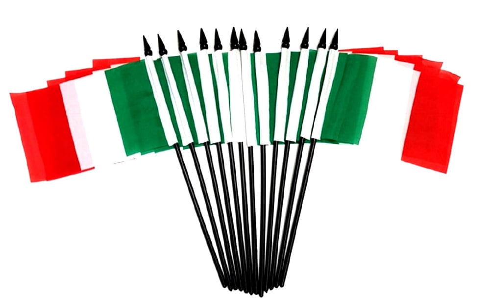 Pack of 12 Italy Mini Flags – 4"x6" Polyester Desk & Hand Waving Set ...