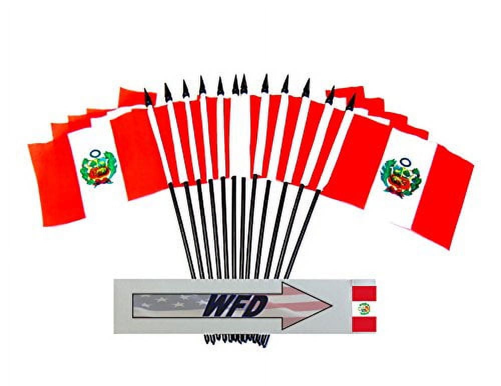 Pack of 12 4"x6" Peru Polyester Miniature Desk & Little Table Flags, 1 ...