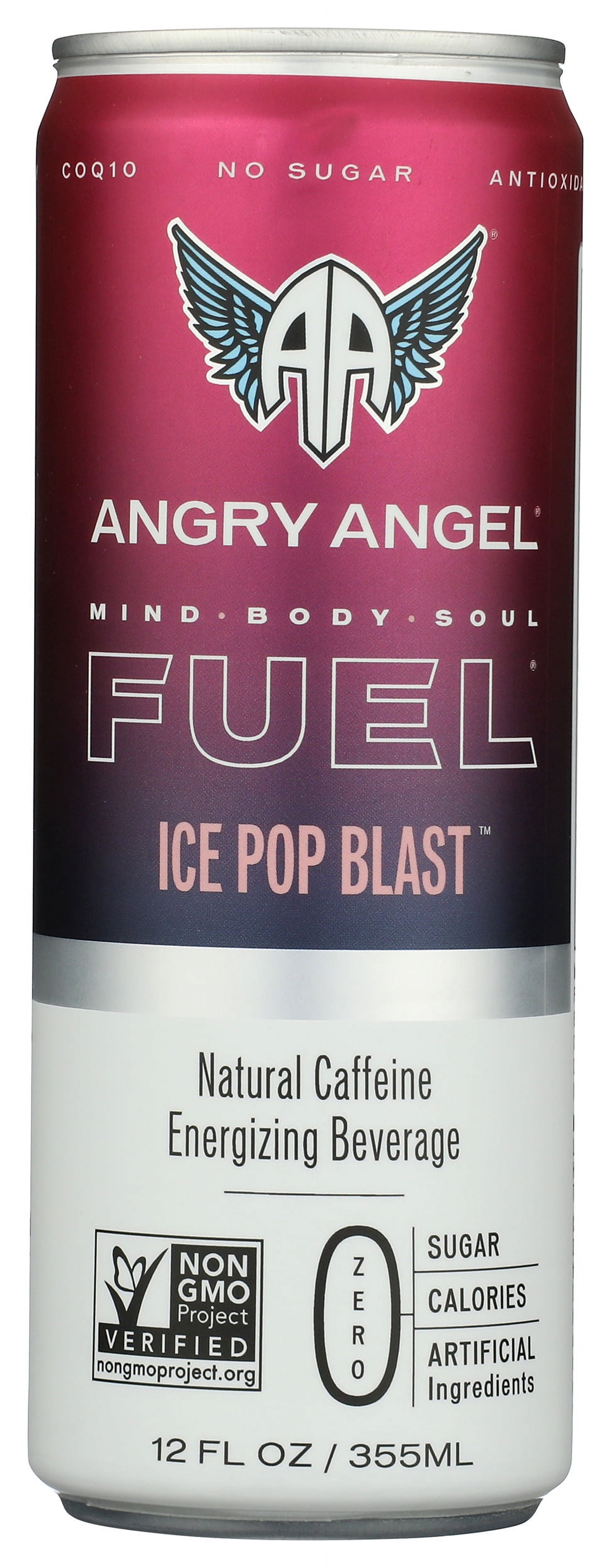 Pack of 12, Angry Angel Fuel Ice Pop Blast Natural Caffeine Energizing ...