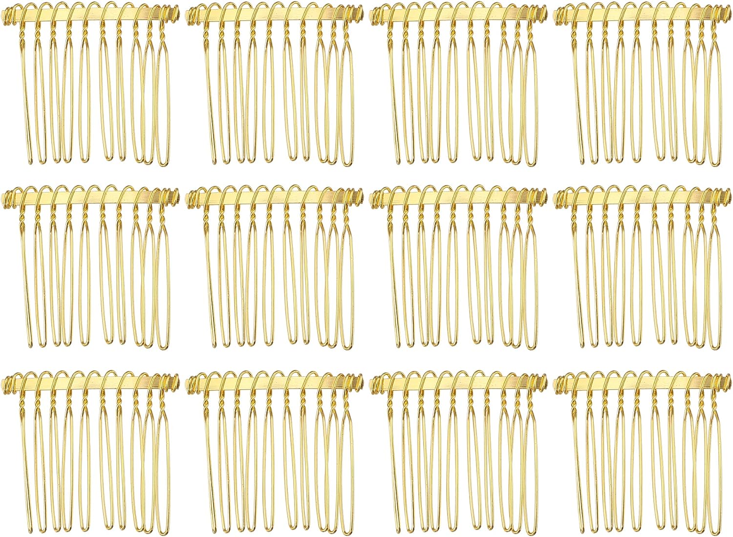 Pack of 12 Anti-Slip Hair Side Combs Accessories Metal Gold Tone 1.6 ...