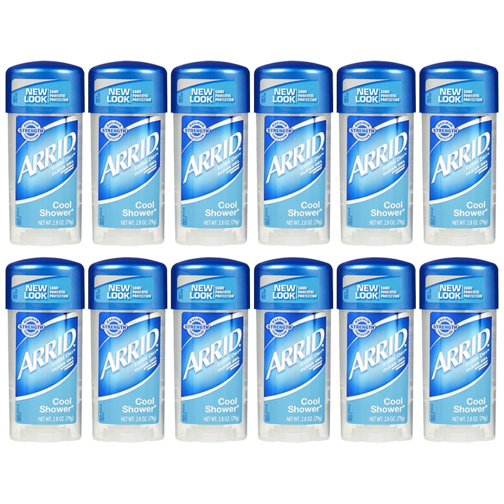 ARRID Extra Dry Antiperspirant Clear Gel, Cool Shower, Pack of 12, 2.8 ...