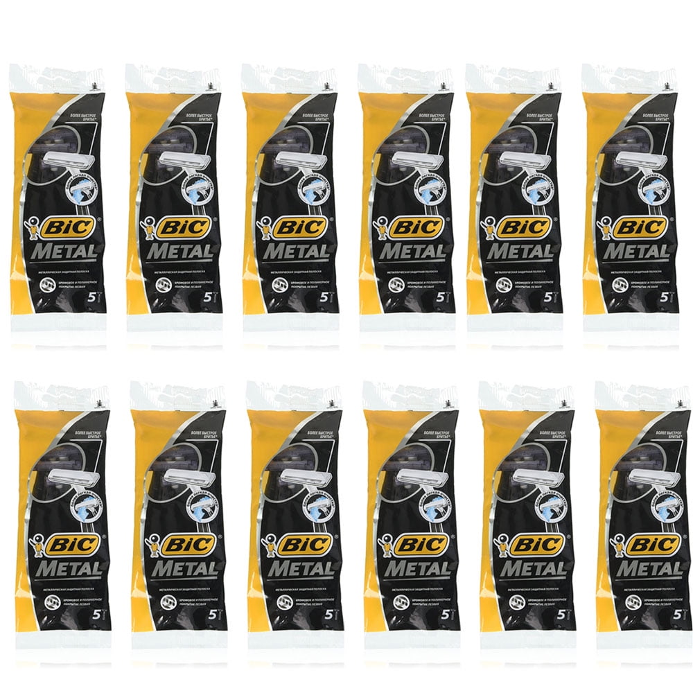 Bic Metal Single Blade Disposable Shaving Razors for Men, 12 Packs, 5 ...