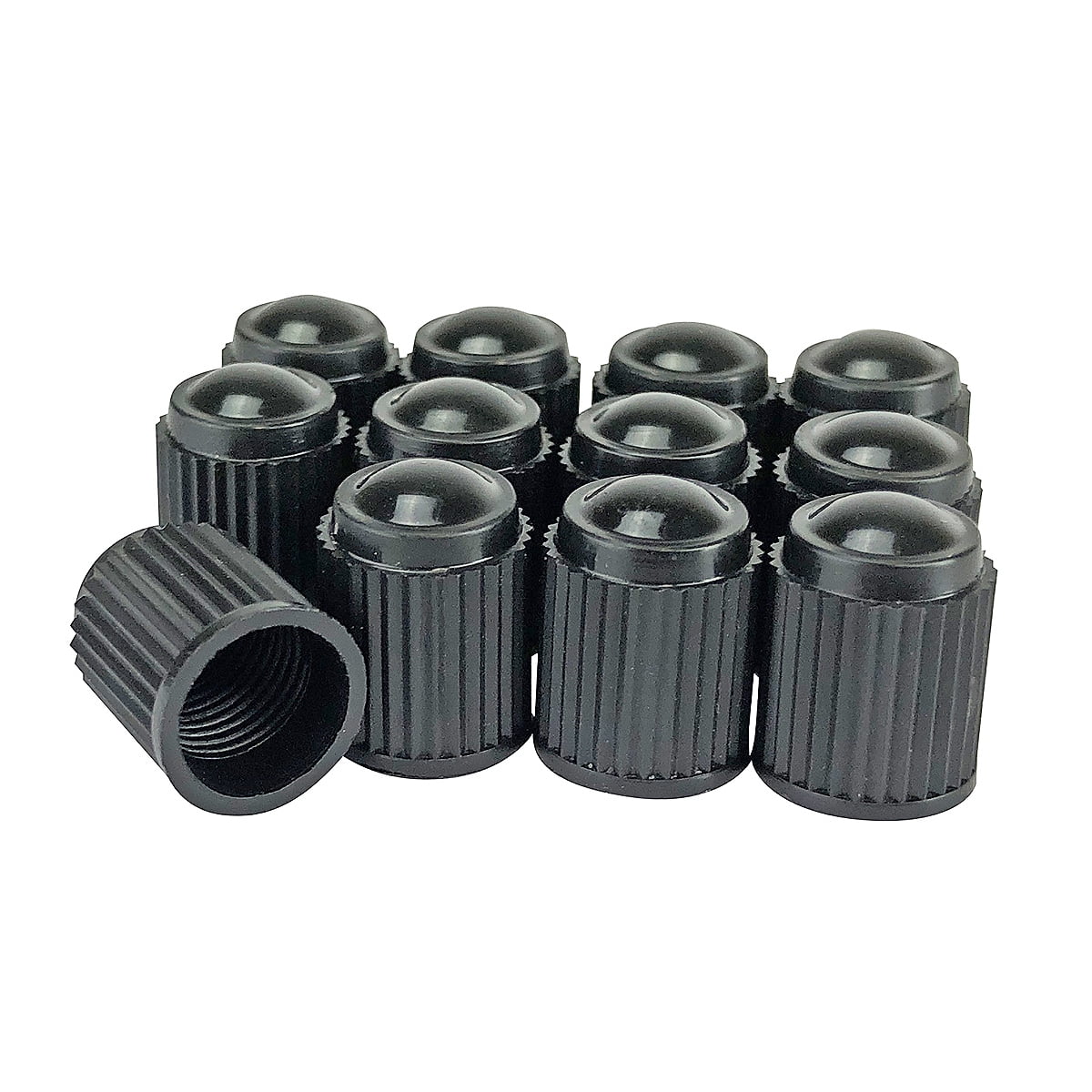 Pack of 12 Black Valve Stem Caps for all American Schrader type Valve ...