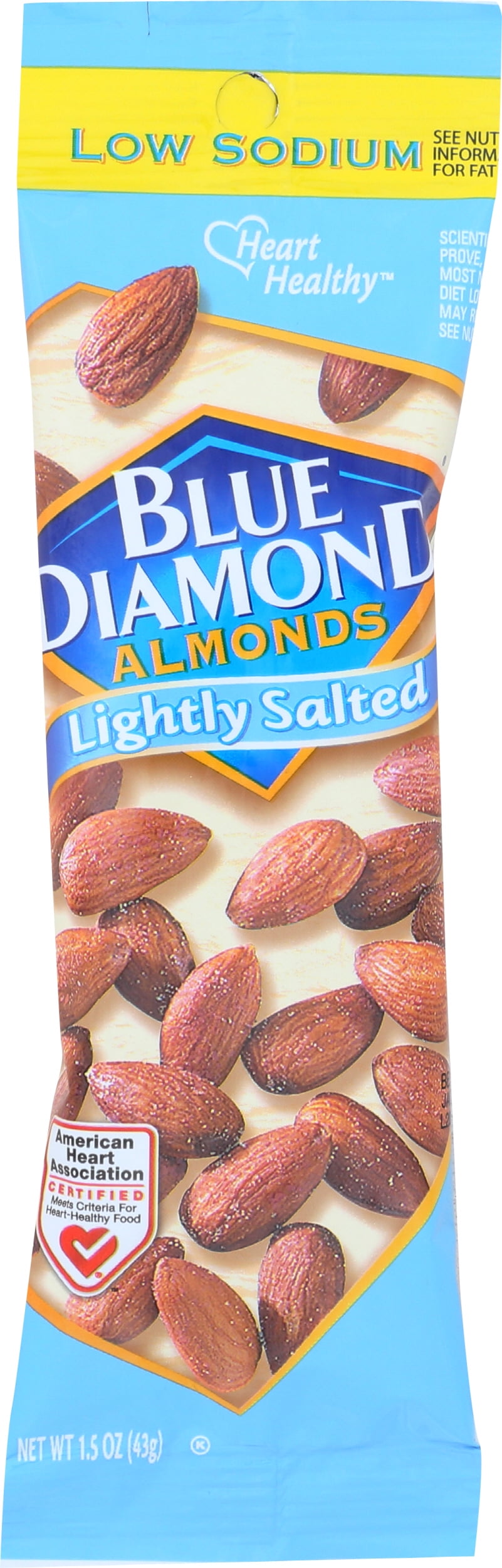 Pack of 12, Blue Diamond Lightly Salted Low Sodium Almonds, 1.5 oz ...
