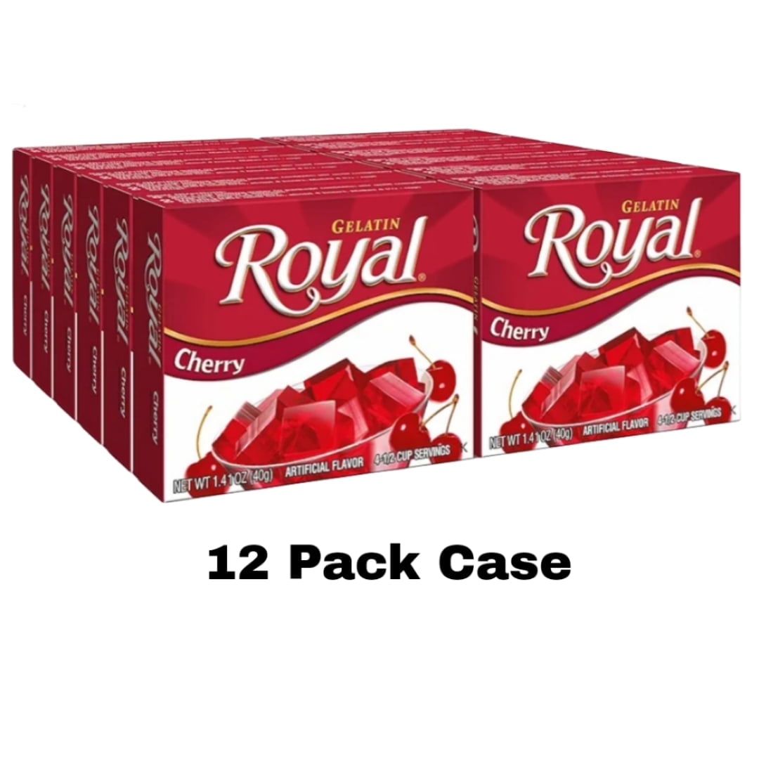 Pack of 12 (Case Pack) Royal Gelatin, Fat Free Dessert Mix, Cherry, 1. ...