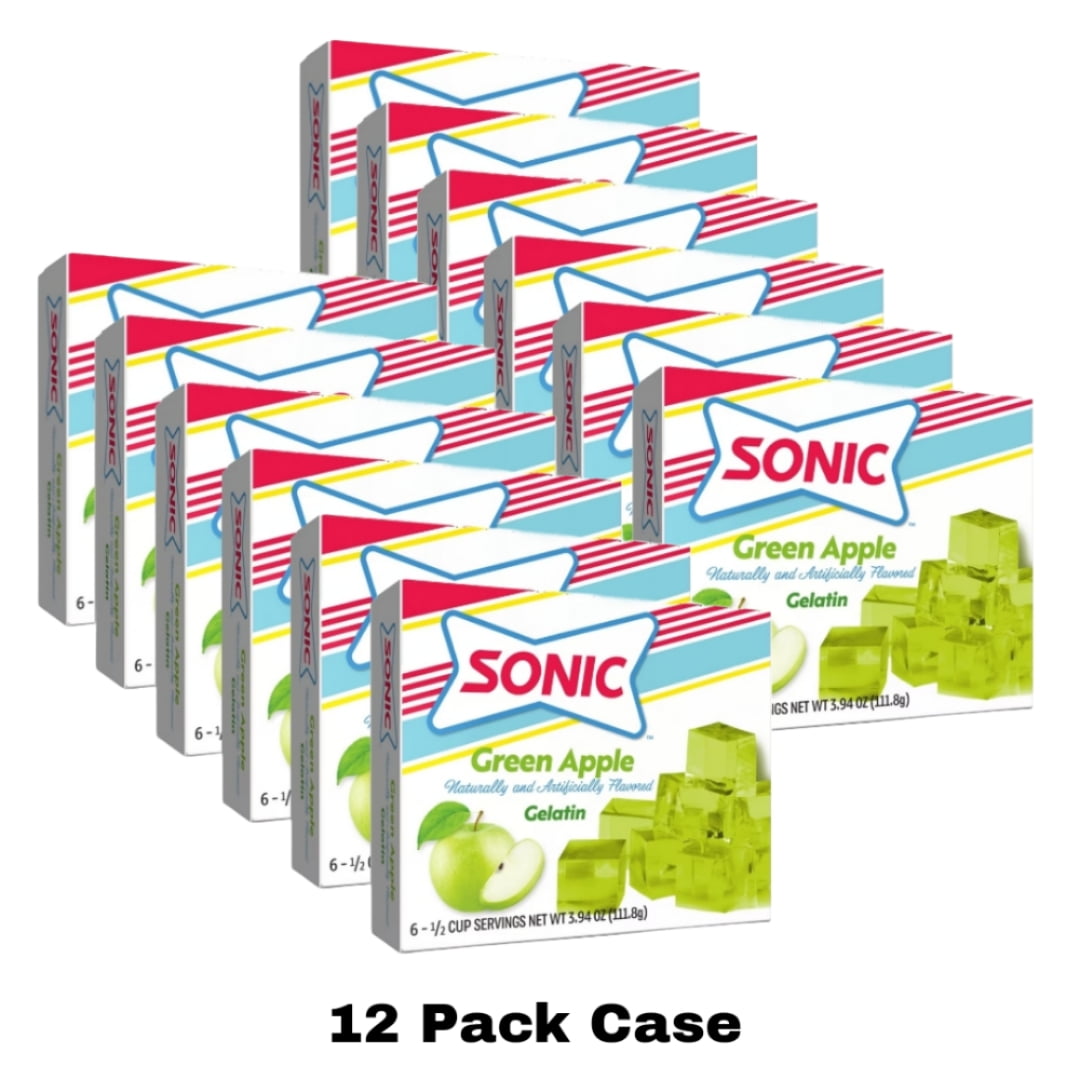 Pack of 12 (Case Pack) Sonic Green Apple Gelatin Mix, 6 Servings, 3.94 ...
