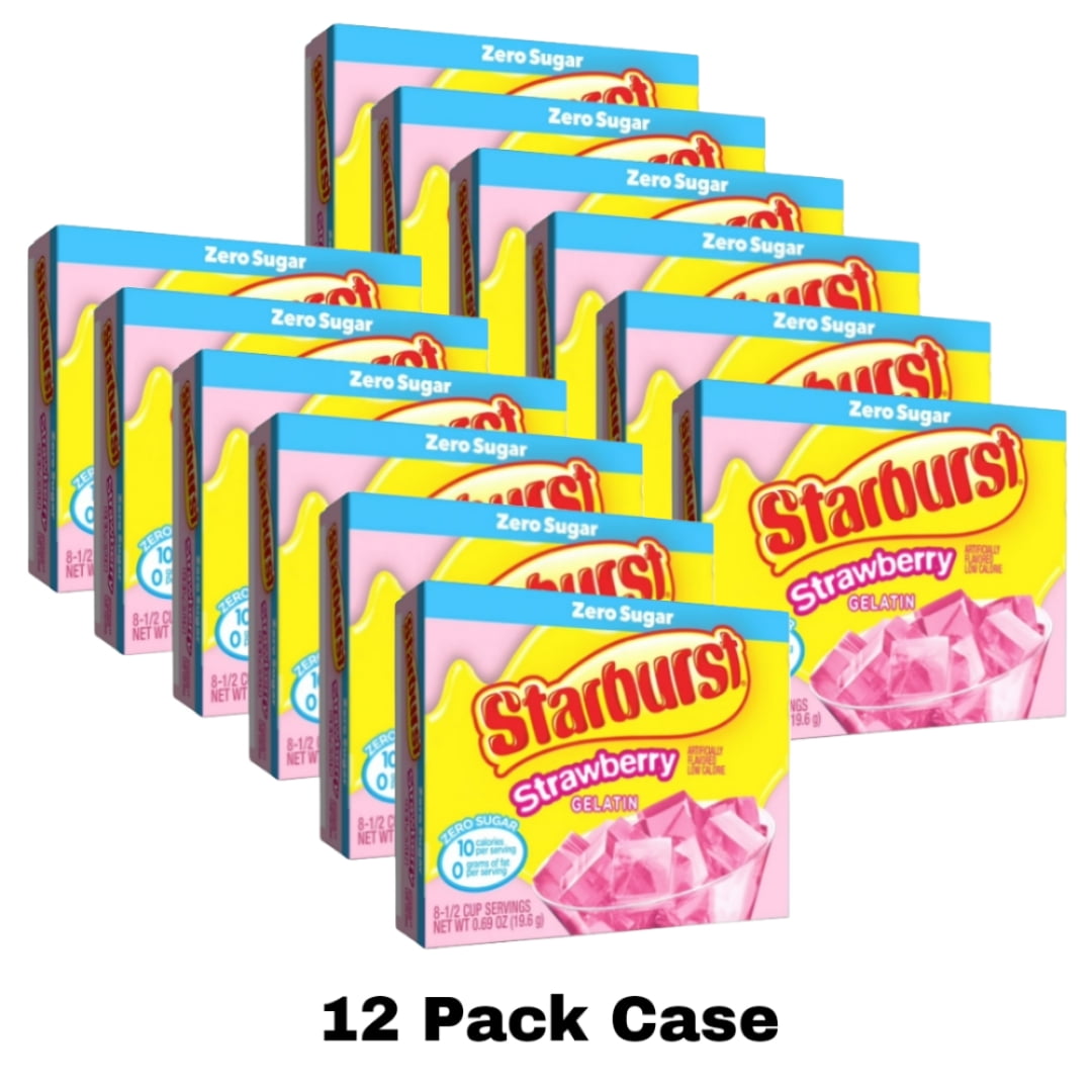 Pack of 12 (Case Pack) Starburst Sugar-Free All Pink Strawberry Gelatin ...