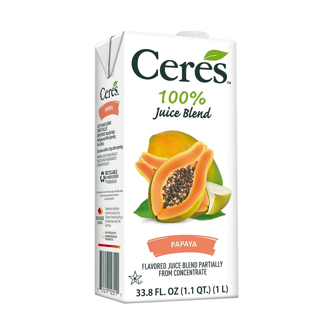 Pack of 12, Ceres 100% Papaya Flavored Juice Blend, 33.8 fl oz ...