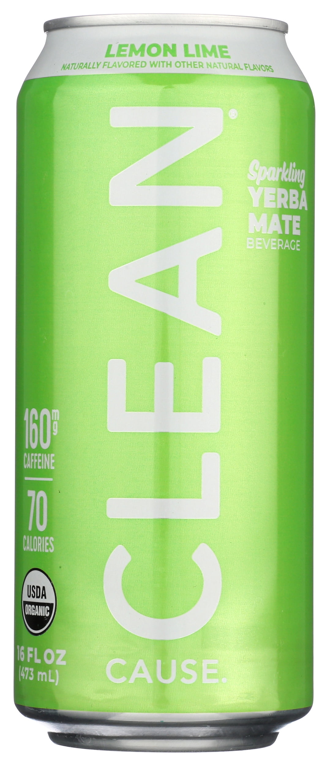 Pack of 12, Clean Cause Lemon Lime Sparkling Yerba Mate Beverage, 16 fl ...