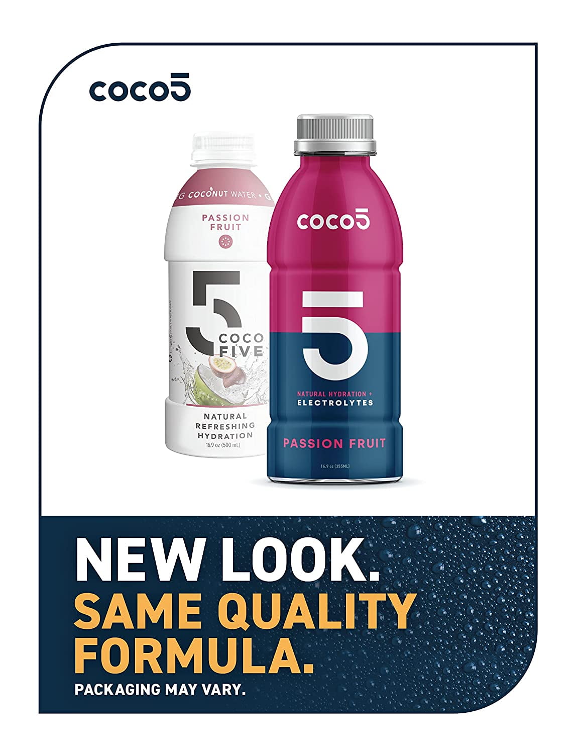 Pack of 12, Coco5 Active Hydration Passion Fruit Flavored Coconut Water Drink, 16.9 fl oz ...