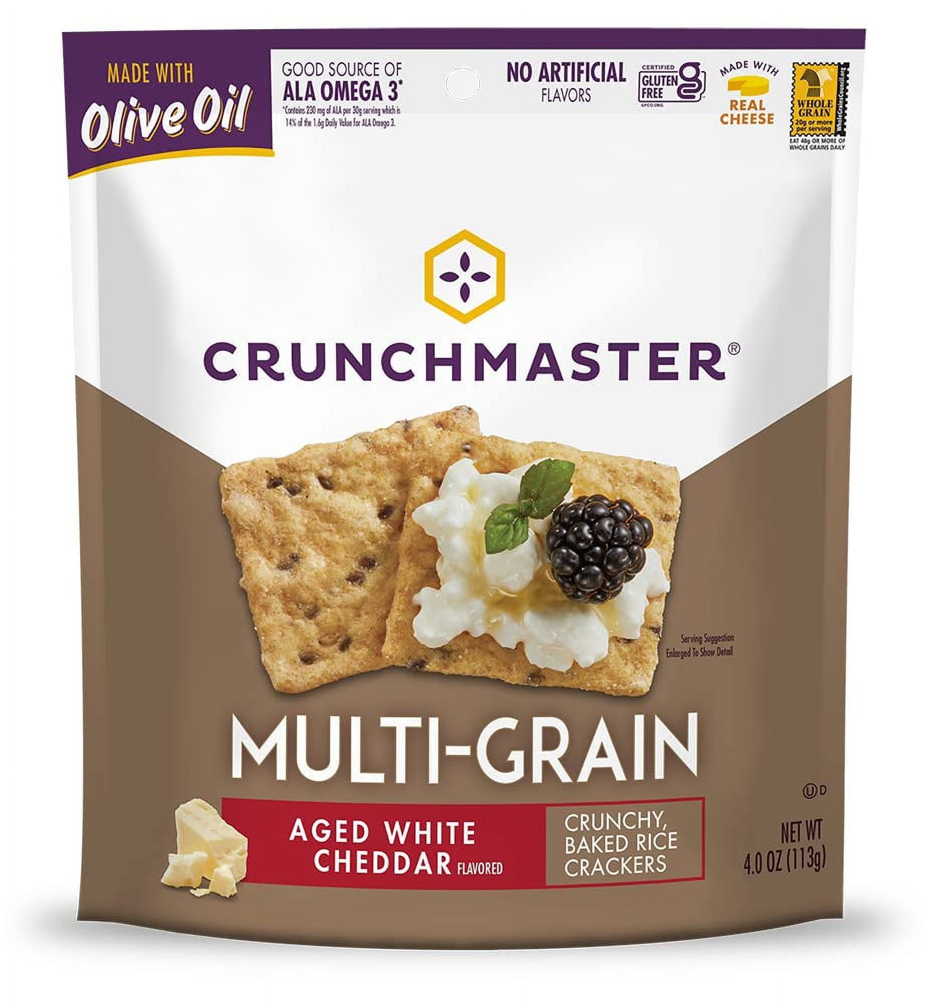 Pack of 12, Crunchmaster Multi-Grain Aged White Cheddar Crackers, 4 oz ...
