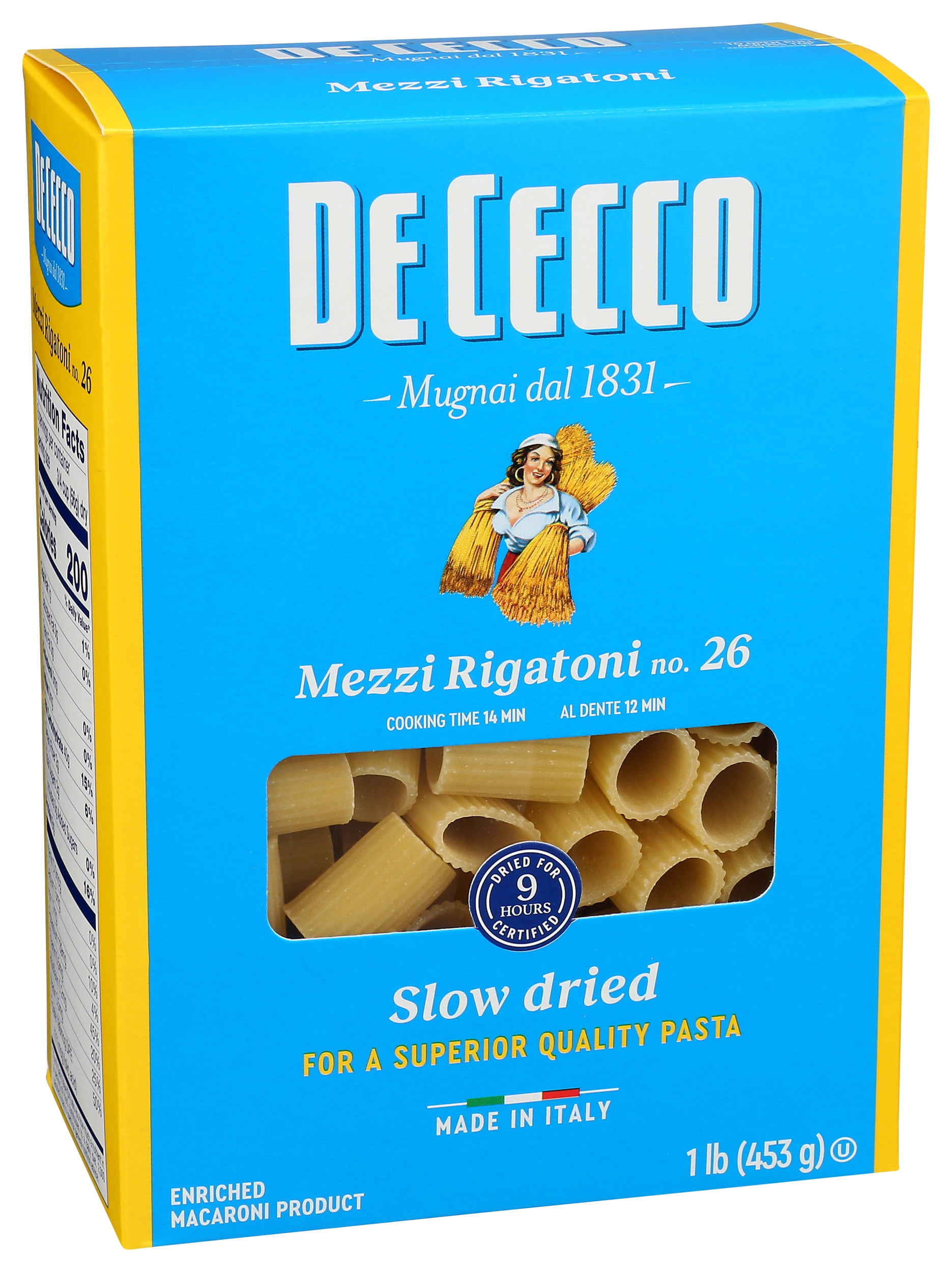Pack of 12, De Cecco Slow Dried Mezzi Rigatoni No. 26, 1 lb - Walmart.com