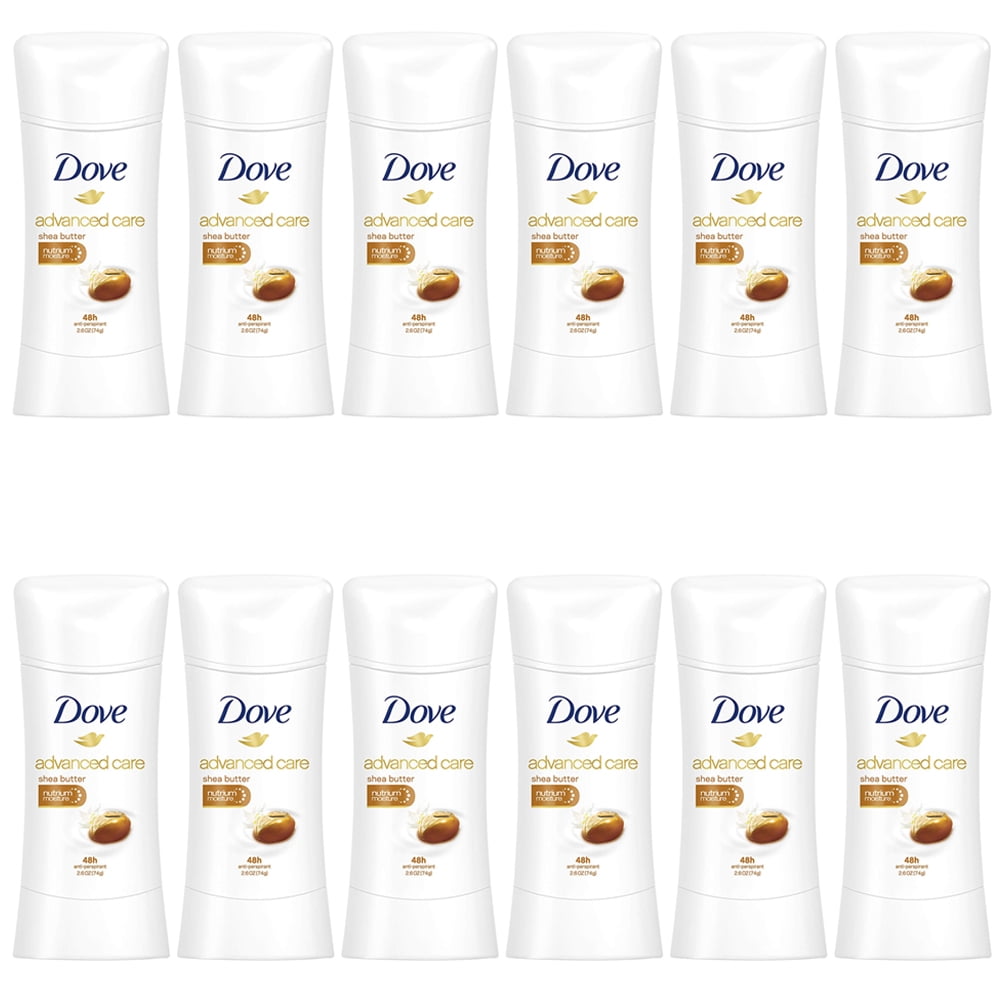 Pack of (12) Dove Advanced Care Antiperspirant Deodorant, Shea Butter 2 ...
