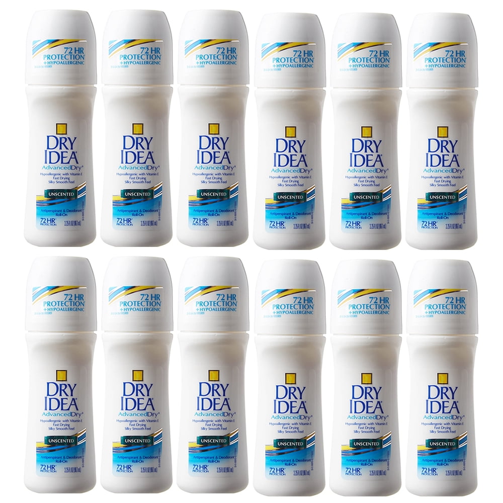 Pack of (12) Dry Idea Antiperspirant Deodorant Roll On, Unscented, 3.25 ...