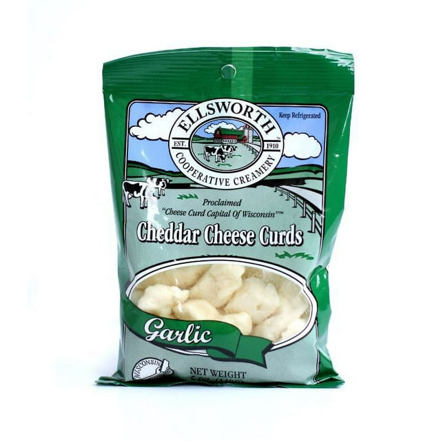 Pack of 12, Ellsworth, Natural White Cheddar Cheese Curds Garlic, 5 oz ...