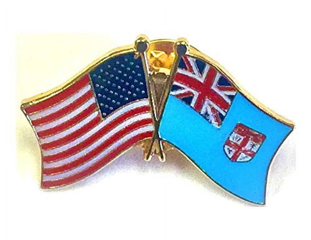 Pack of 12 Fiji Flag Lapel Pins, Fijian Crossed Double Friendship Flag ...