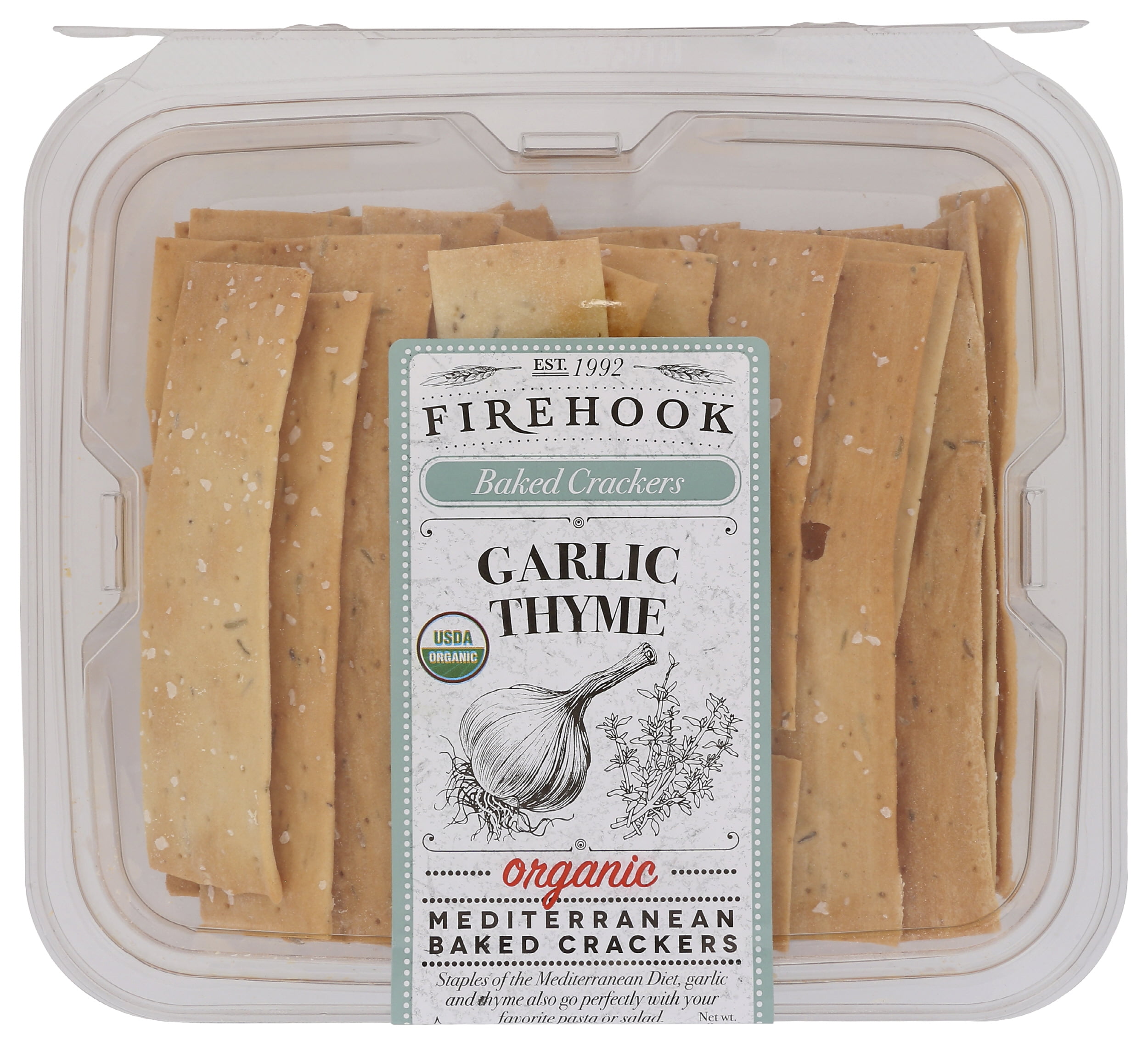 Pack of 12, Firehook Garlic Thyme Organic Baked Crackers, 8 oz ...