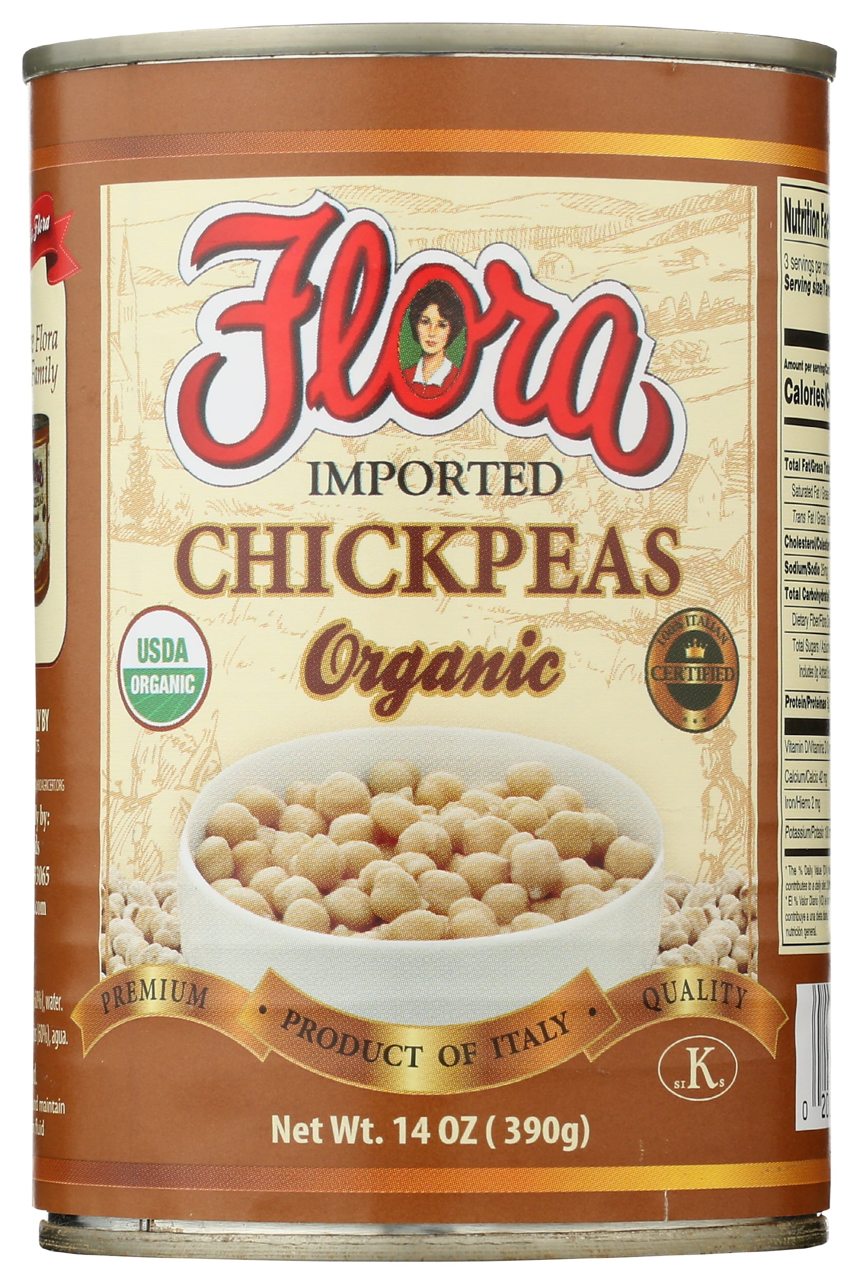 (Pack of 12), Flora Organic Chickpeas Beans, 14 oz - Walmart.com