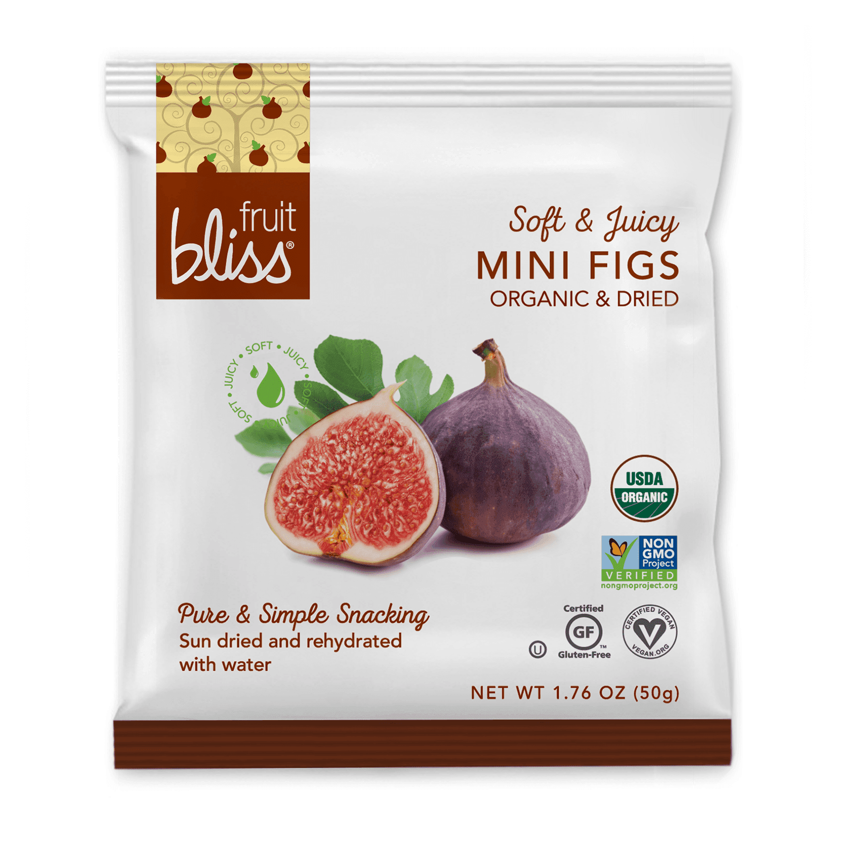 Pack of 12, Fruit Bliss Organic Turkish Mini Fig Snacks, 1.76 oz ...