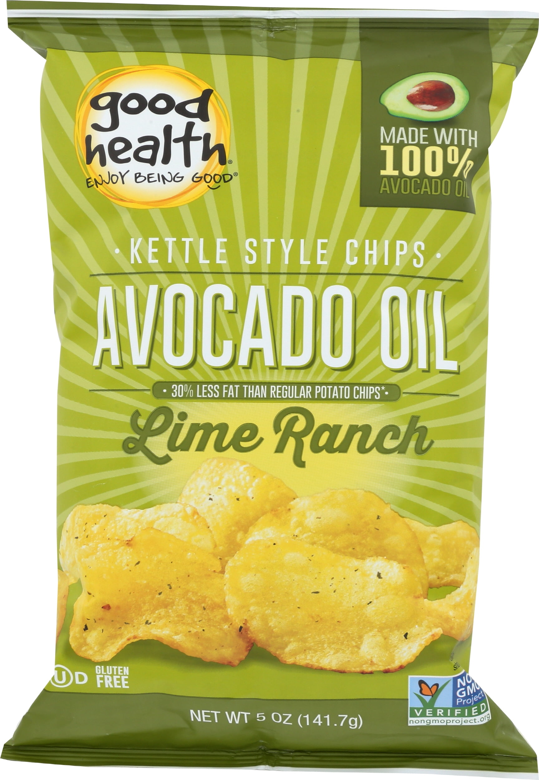 Pack of 12, Good Health Avocado Oil Kettle Style Chips - Lime Ranch, 5 ...