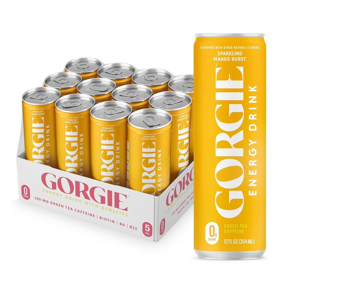 (Pack of 12) Gorgie Sparkling Mango Burst Energy Drink, 12 fl oz ...