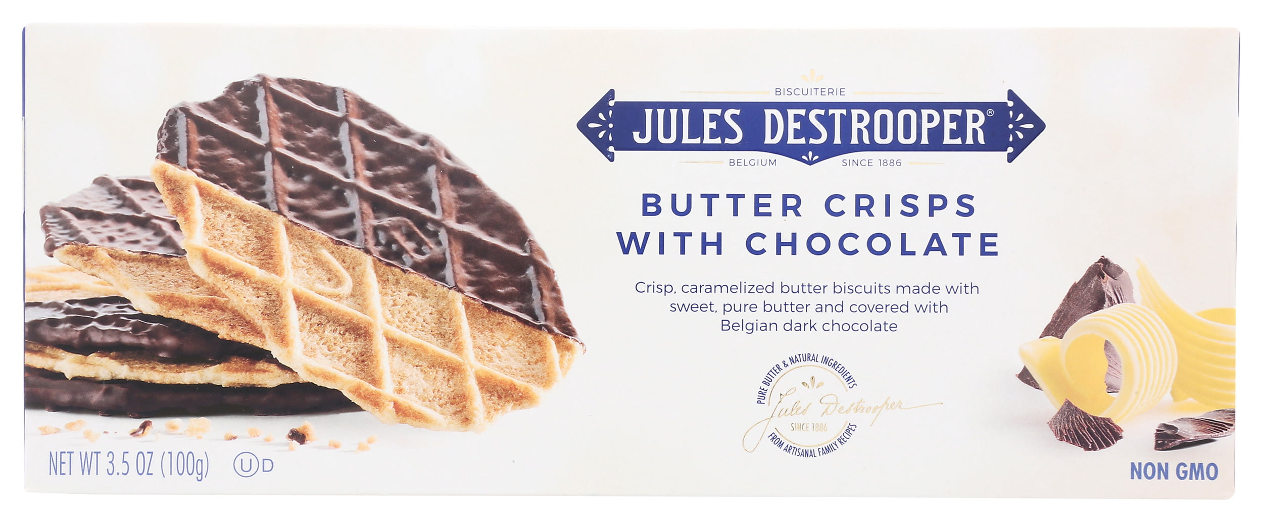 (Pack of 12), Jules Destrooper Butter Crisps Chocolate Dipped, 3.5 oz ...