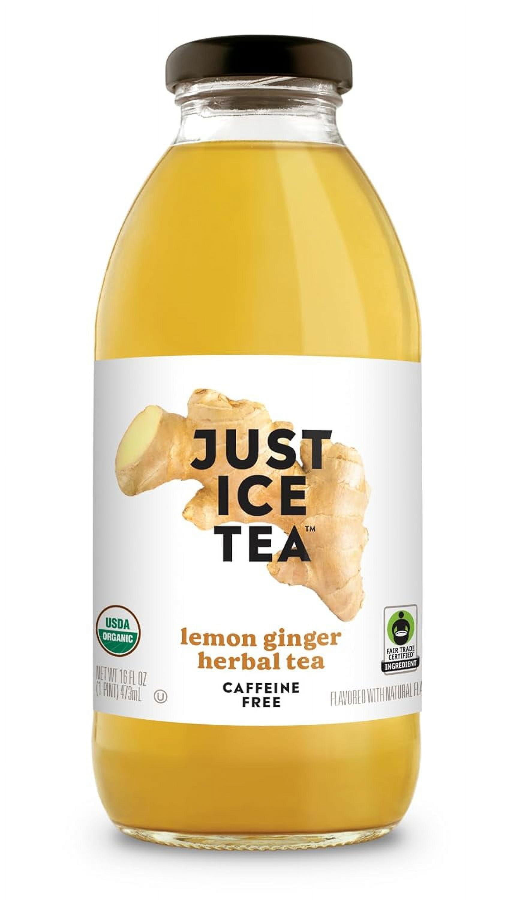 (Pack of 12), Just Ice Tea Organic Lemon Ginger Herbal Tea, 16 fl oz ...