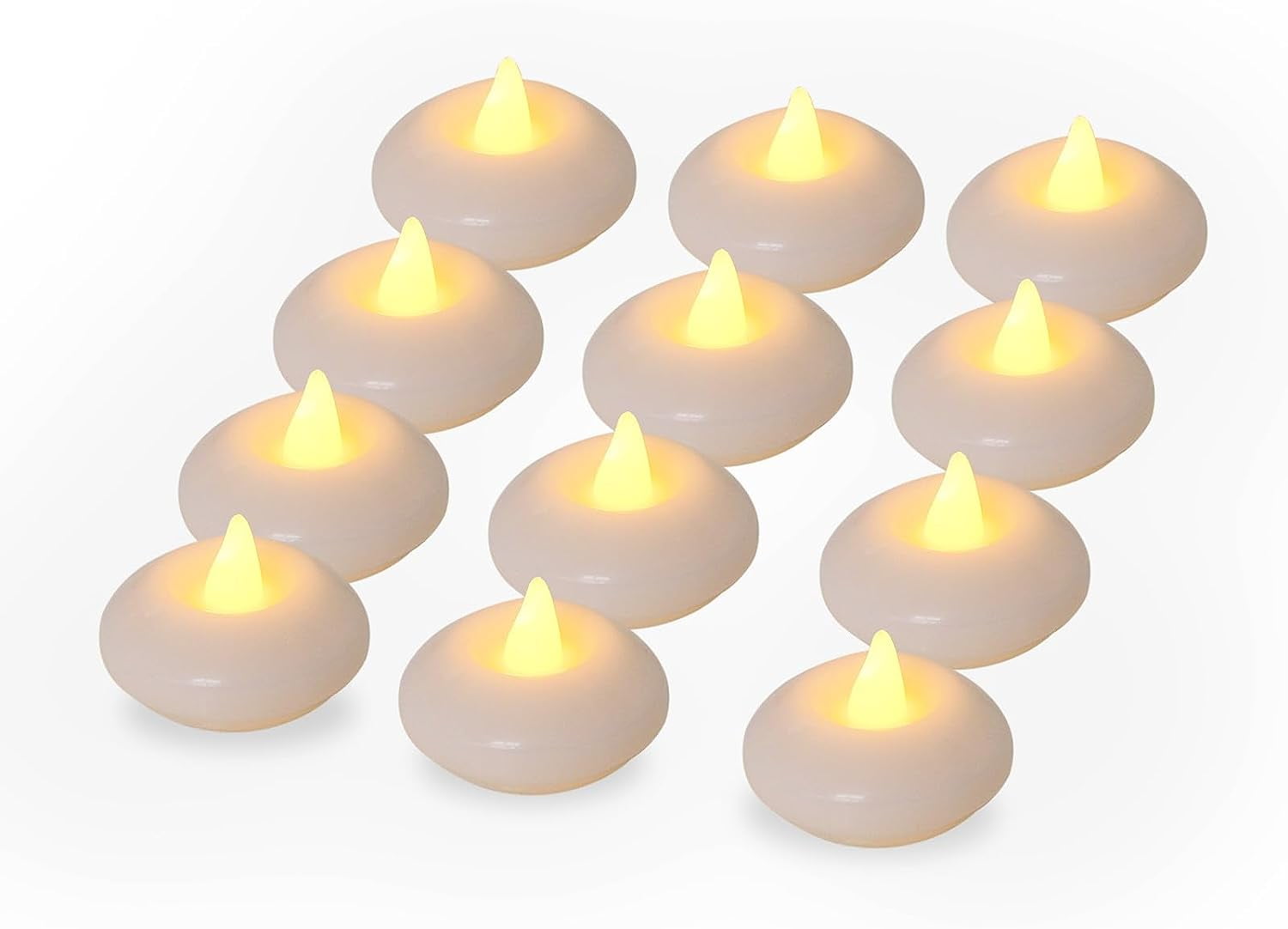 Pack of 12 LED Floating Candles - 2 Inch Flameless Small Plastic ...